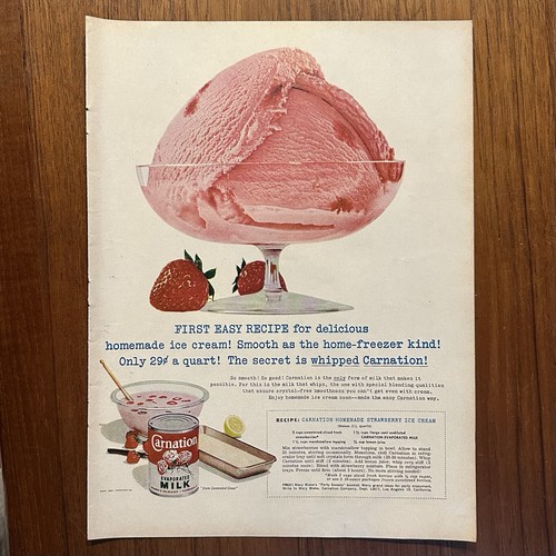 1957 Dairy Ice Cream Carnation 50s Vintage Print Ad Evaporated Milk ...