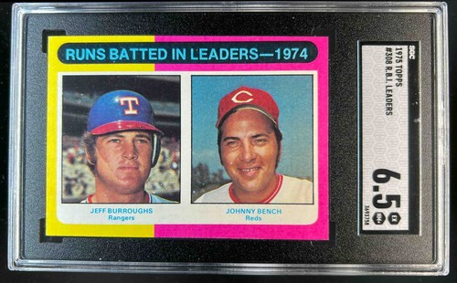 1975 Topps Mini 1974 RBI Leaders (Jeff Burroughs Johnny Bench) #308 SGC ...