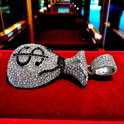 Iced Out Lucky Money Bag Dollar Charm Pendant 3D Hip Hop Brass 8.8cm | eBay