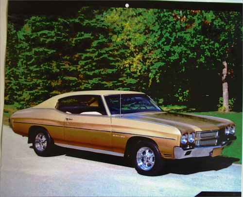 1970 Chevy Chevelle ht calendar car print (gold) | eBay