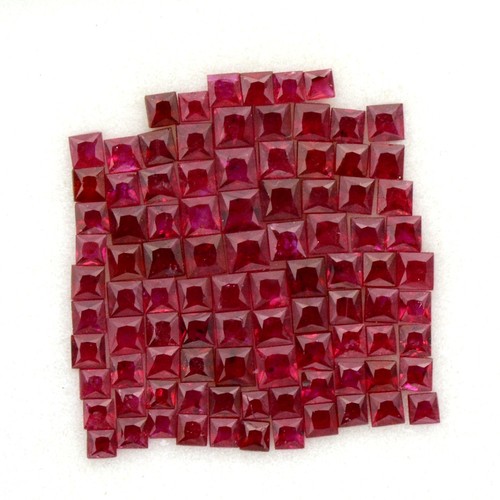 Natural Ruby Princess Cut Square 100 pcs lot 6.12 cts 1.8 upto 2.5 mm ...