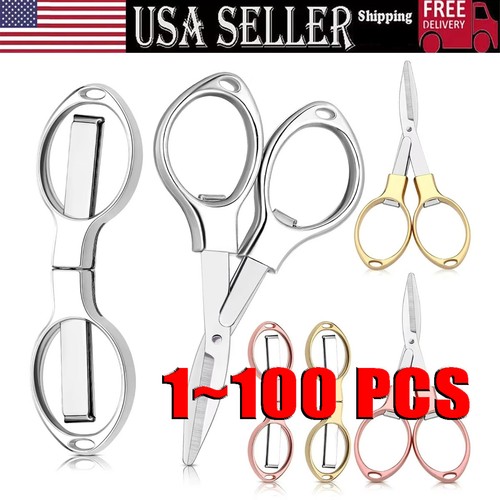 Folding Scissors Small Cutters Sewing Pocket Portable Travel Mini ...