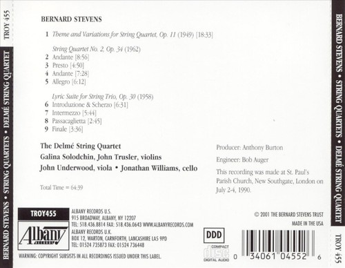 DELME STRING QUARTET BERNARD STEVENS: STRING QUARTETS NEW CD ...