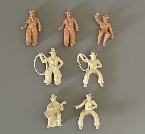 Lot 7 MARX BAR M RANCH Western Town PLAYSET COWBOY Toy Figures Chubby ...
