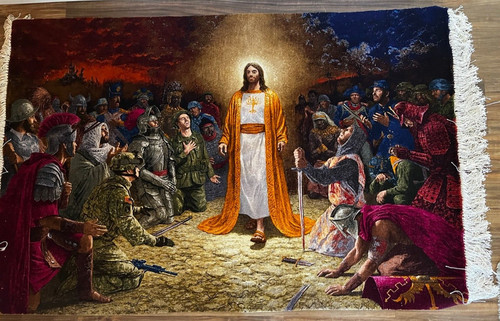 Handmade Jesus Rug Wall Art Hanging Hand-knotted 50 W x 30 H x 2 D in ...