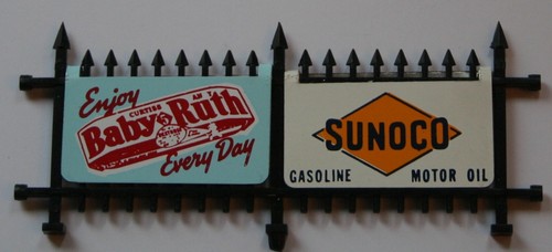 LIONEL 156 256 FENCE WITH BABY RUTH SUNOCO GASOLINE MOTOR SIGNS NEW ...