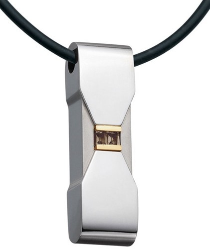 Dolan Bullock Titanium Smoked Topaz 18k gold necklace pendant w/24 in ...