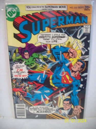 Superman #315 DC Comics 1977 New Blackrock Curt Swan Pencils VF Cond ...