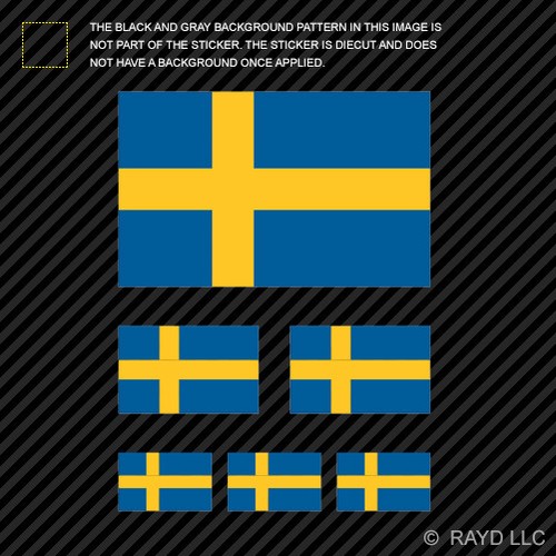 6 pcs Assorted Swedish Flag Sticker Set Die Cut Decal sweden ...