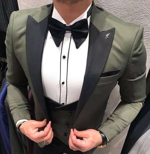Designer Green Tuxedo Wedding Party Men's Suit Vest Fitted Slim Fit 44 ...