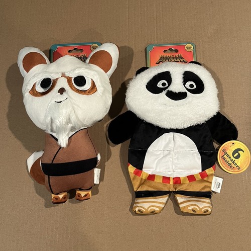 NEW DreamWorks Ku Fu Panda 4 Po & Master Shifu Plush Dog Squeaker Toy ...