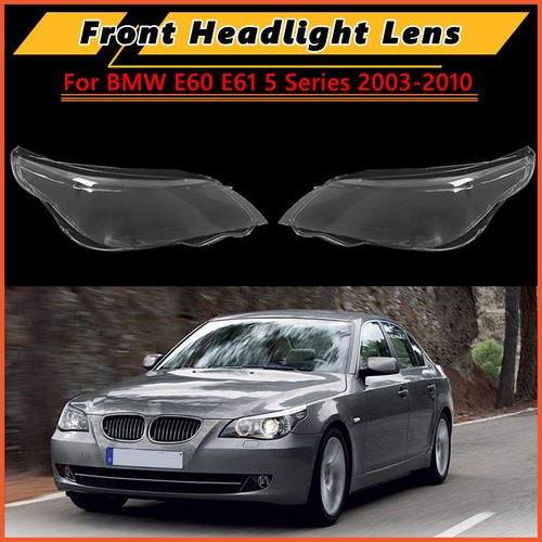 Pair Headlight Headlamp Lens Cover For BMW E60 E61 5Series 2003-2010 ...