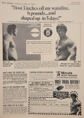 1973 Joe Weider 5 Minute Body Shaper Print Ad Muscle Man | eBay