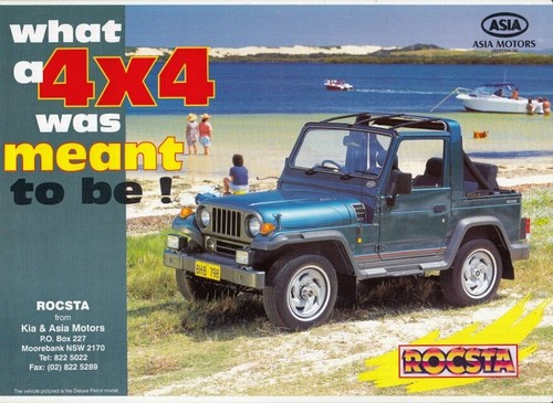 1996 KIA & ASIA MOTORS ROCSTA 4x4 AM102 2p Australian Brochure | eBay