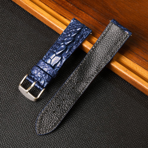 BLUE Leather Watch Strap, Quick Release Hornback Watch Band, 16mm-24mm ...