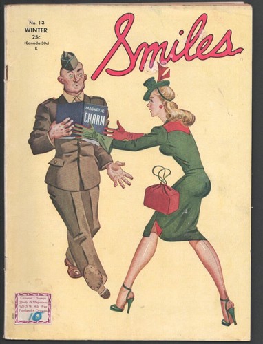 MAG: Smiles #13 Winter 1945-Color cartoons, gags, jokes, pulp type ...