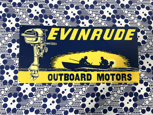 RARE 1950's Original Vintage EVINRUDE OUTBOARD MOTORS Embossed Metal ...
