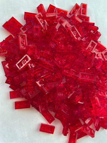 LEGO- NEW-#3023 -TRANS RED 1 X 2 PLATE-50 PIECES | eBay