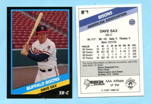 1988 CMC Minor League - Buffalo Bisons - Dave Sax - Box 195 | eBay