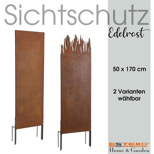 Metall Gartenzaun Sichtschutzwand 170cm Rost Sichtschutz-Element ...