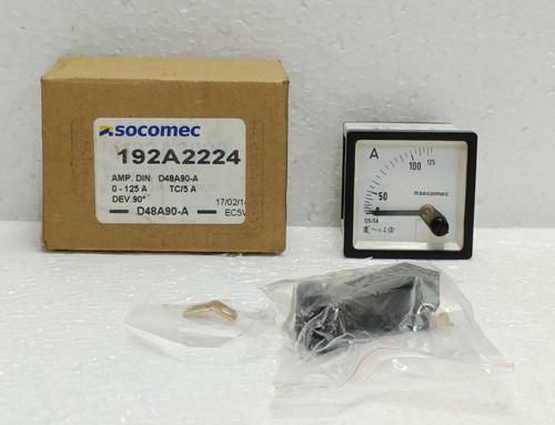 SOCOMEC 192A2224 Analog AC Ammeter 0-125A 125/5A din 48x48 Panel Meter ...