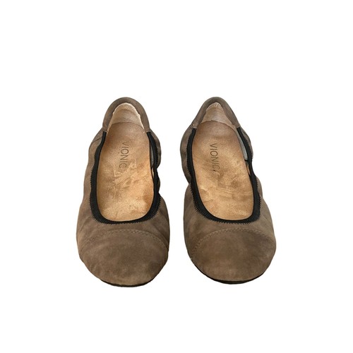 Vionic Womens Size 7 Prim Natalia Suede Flats Dark Taupe Brown Slip On