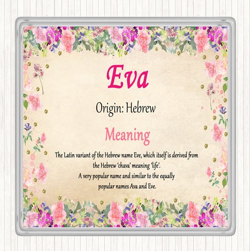 Eva Name Meaning Drinks Mat Coaster Floral | eBay UK