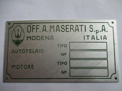 Maserati Sign Mexico Merak Mistral Sebring 3500 Bora Type Plate S86 | eBay