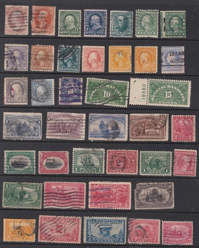 U.S. Postage Stamps. Unchecked lot of 39 vintage stamps. Used. Lot 1294 ...