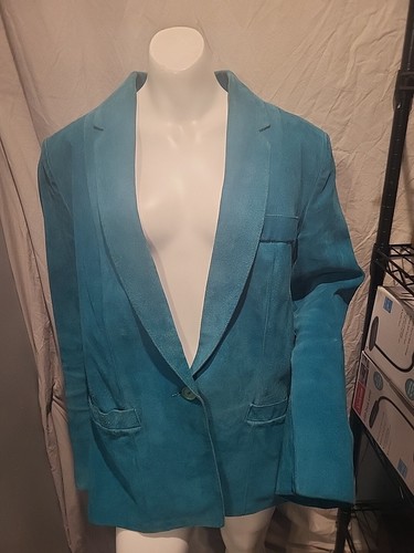 VINTAGE Dawn Joy Fashions Womens Padded Shoulders Blazer Jacket Teal | eBay
