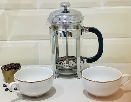 Pyrex Corning French Press Coffee Maker + 2 Tognana Cups. Coffee ...