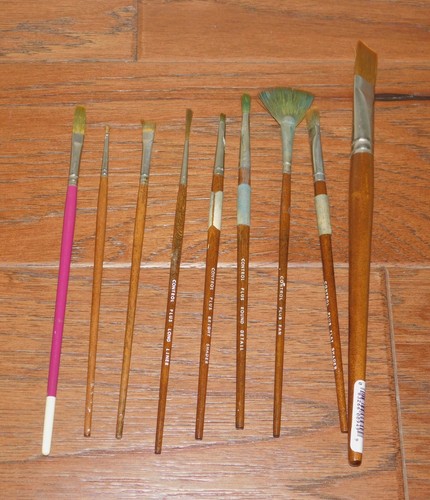 M. Grumbacher LOT 9 Control Plus Golden Edge Paint Brushes Artist VNTG ...