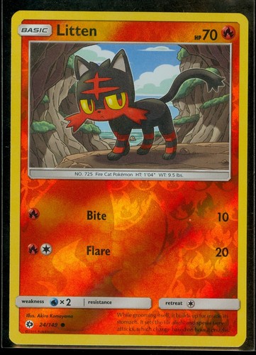 Pokemon LITTEN 24/149 - Sun & Moon Rev Holo - MINT | eBay