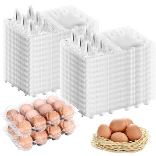 40 PCS Plastic Egg Carton 3x4 Grids, Clear Egg Container Commercial ...