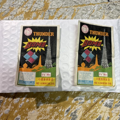 Vintage 2 THUNDER BOMB Fireworks Labels Firecracker MADE IN CHINA 1.5 ...