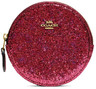 COACH Round Coin Case Purse Leather Gold Glitter Style 77965B | eBay