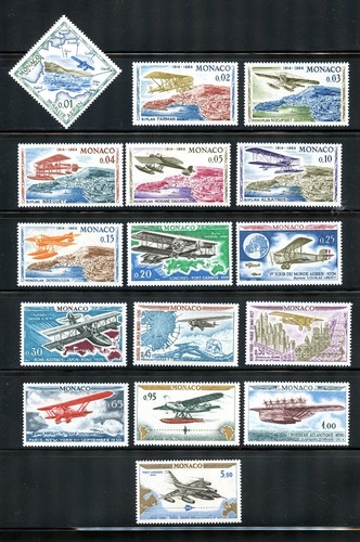 Monaco Complete MNH Set #565-579, #C64 Airplanes, Aviation Stamps | eBay