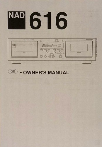 NAD 616 – Twin Stereo Cassette Tape Player Operating Instruction - USER ...
