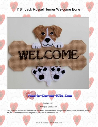 Jack Russell Terrier and Bone Welcome Sign- Plastic Canvas Pattern or ...