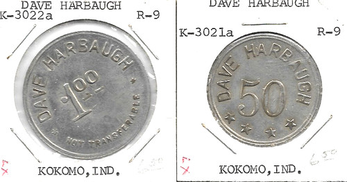 2 Kokomo, Indiana Ingle System Trade Tokens DAVE HARBAUGH | eBay