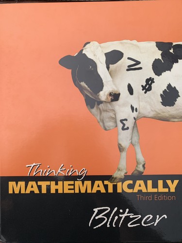 Thinking Mathematically Third Edition by Robert Blitzer 9780131432444| eBay