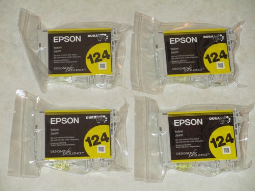 4 Genuine Epson 124 T124420 Yellow Color Ink Cartridges. Only $8. Great ...
