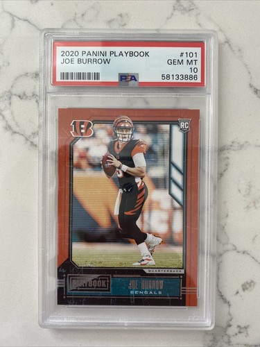 2020 Panini Playbook #101 Joe Burrow Bengals RC Rookie PSA 10 GEM MINT ...
