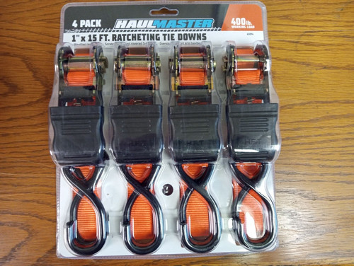 Haul Master 4-Pack 1" X 15' Ratchet Tie Downs 400 LB Working Load | eBay