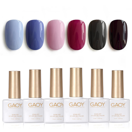 Purple Gel Nail Polish Set, 6 Colors Dark Purple Blue, Soak off UV ...