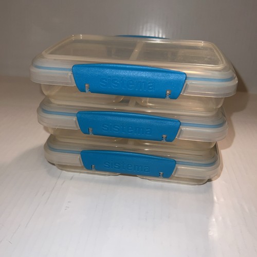 Sistema 11.8 Ounce Small Split Storage Container Set Blue Of 2 Lunch ...