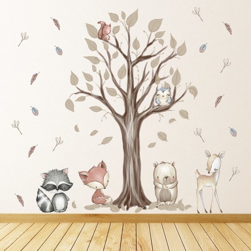 Forest Friends Autumn Tree Nursery Wall Sticker WS-51343 | eBay UK
