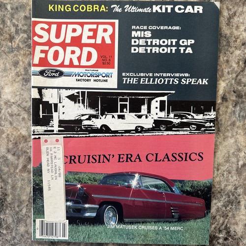 SUPER FORD MAGAZINE VOL 11 NO. 6 1986 DETROIT GP TA MIS KING COBRA KIT ...