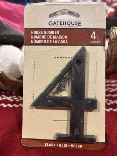 Gatehouse House Number #4 Solid Zinc, Black Finish 4” | eBay