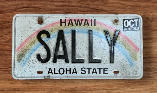 HAWAII GRAPHIC RAINBOW VANITY AUTO LICENSE PLATE " SALLY " SALLY'S SAL ...